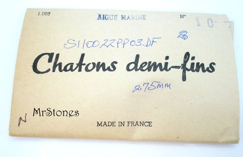 2.75mm (1100) (21-22pp) Aqua Blue Green France Demi- Fin Round 1000pc ...