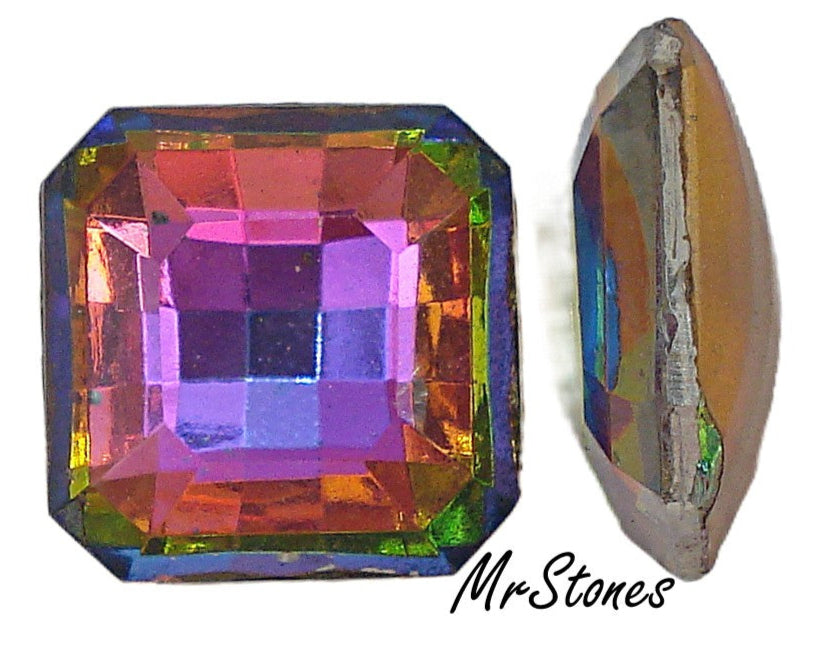 18mm (4671) Vitrail Medium Czech Square Checkered Affect Octagon Shall ...