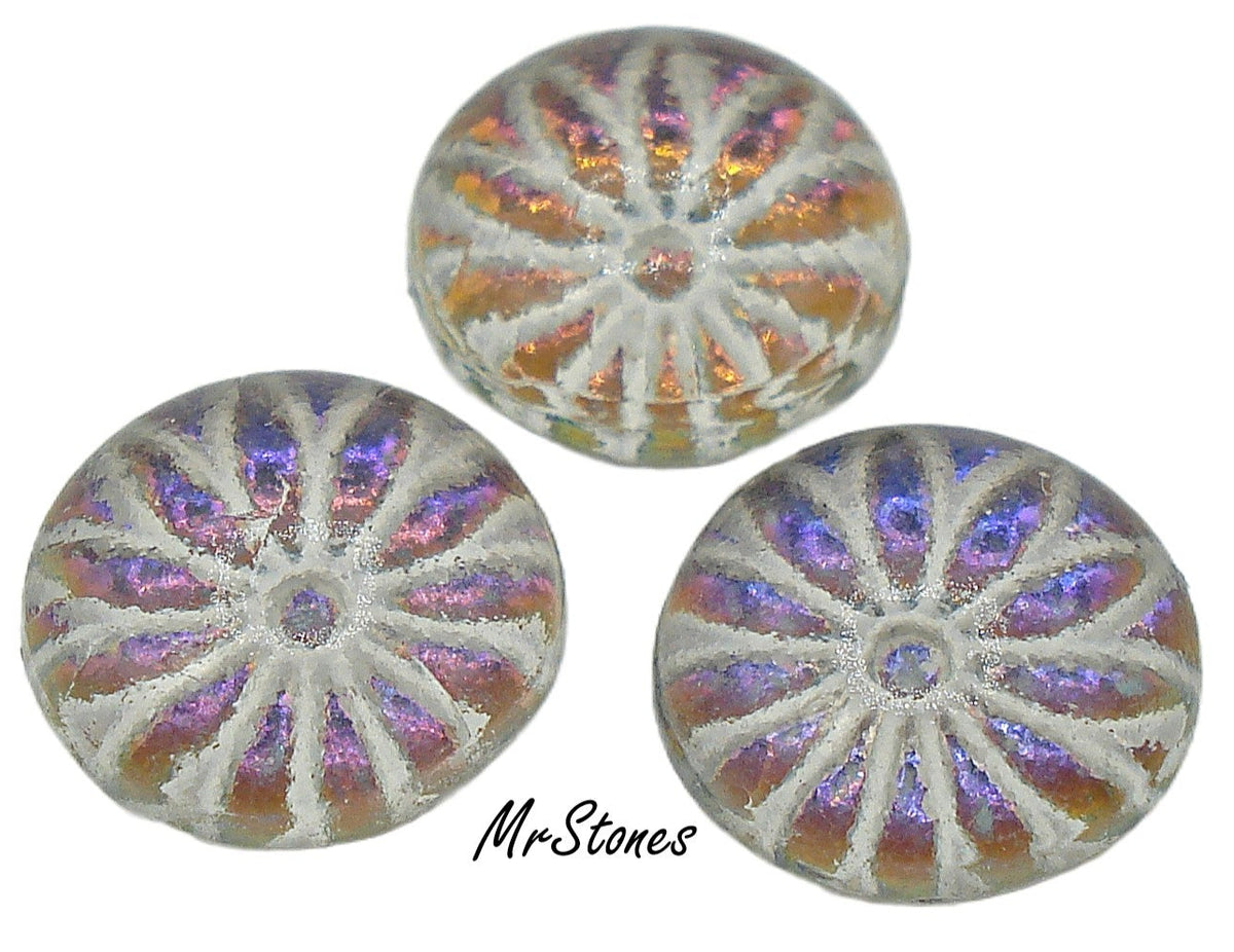 11mm (91635) Red Volcano Flower Design Round Cabochon West Germany ...