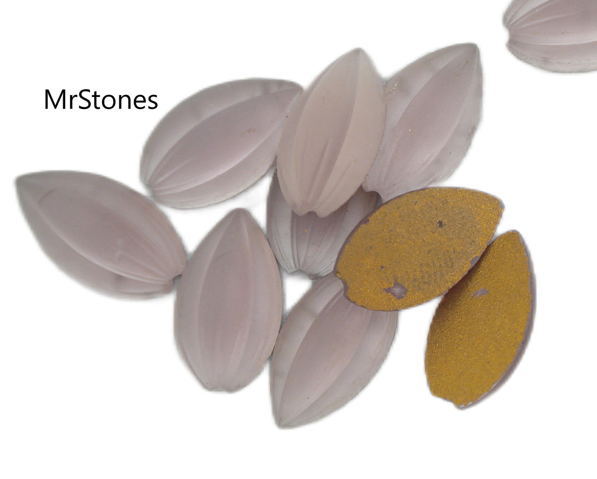 15.5x9 mm Leaf Flat Back Amethyst Purple Frosted Matte – MrStones