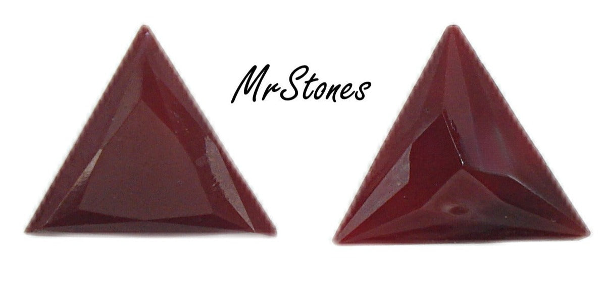 14mm (TRI) Dark Cherry Red Triangle Shape Shallow Pointed Back 4mm Thi ...