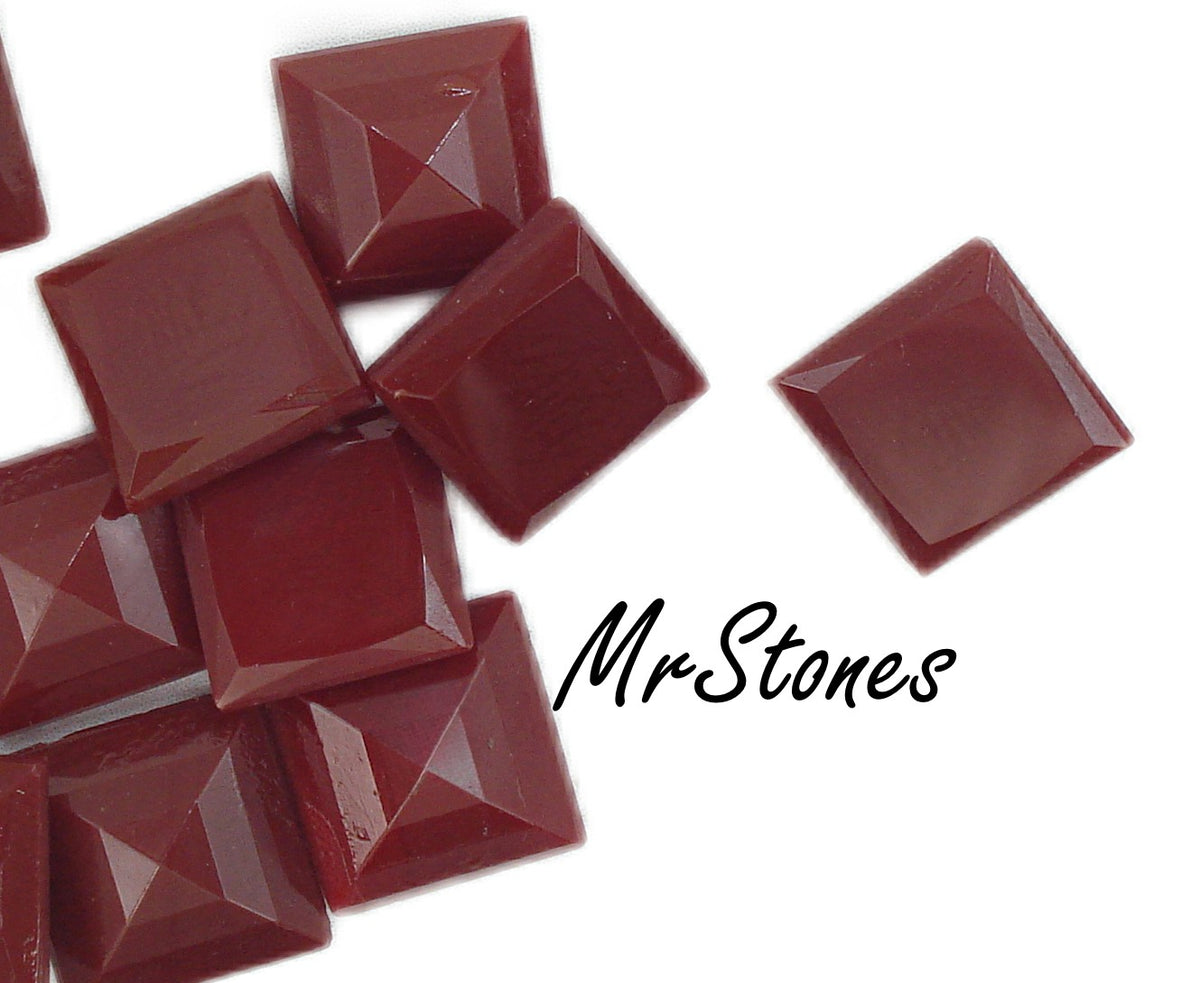 12mm (4400) Dark Cherry Red Square Shape Large Table Scissor Cut Sides ...