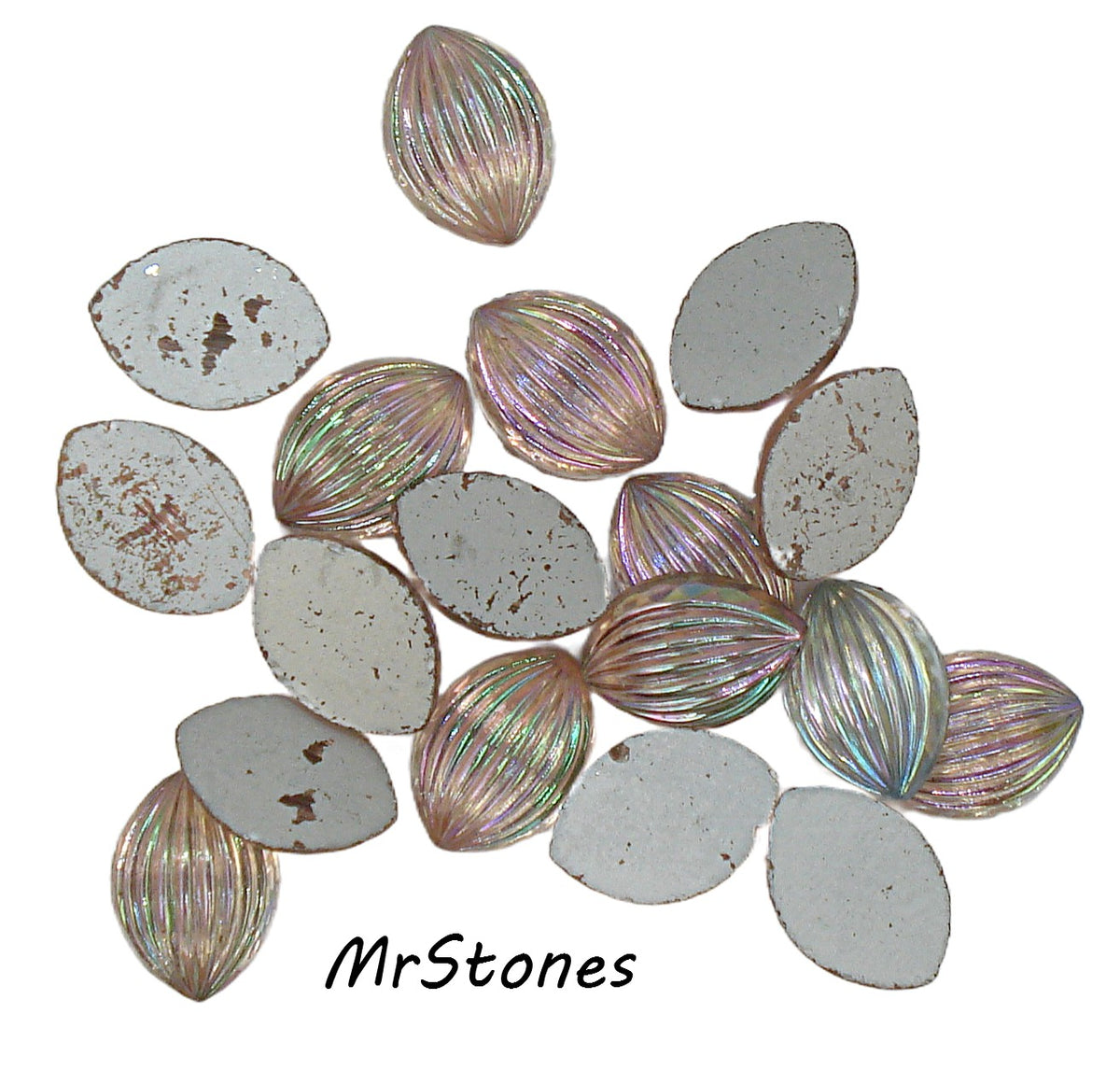 14x10mm Light Amethyst AB Flatback Leaf Shell Ribbed – MrStones