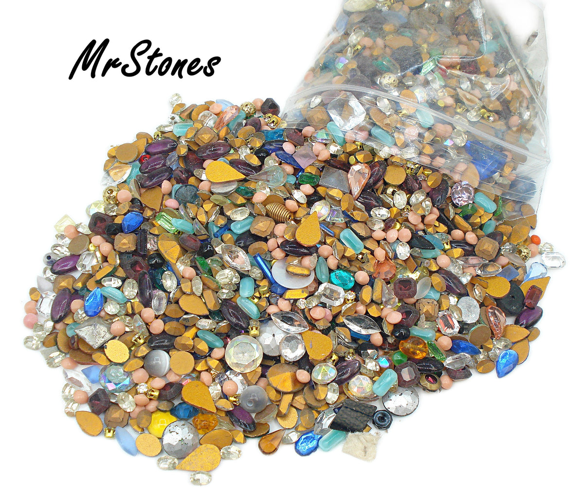 1 pound + Overstock Vintage Faceted Stones and Buff Top and More Mix ...