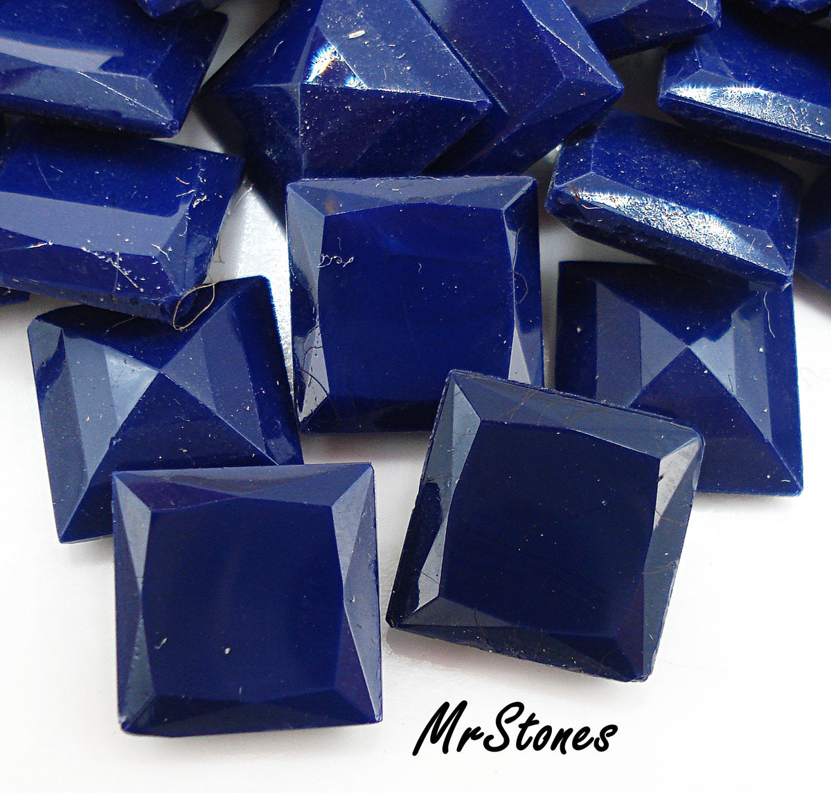 12mm (4400) Lapis Blue Square Shape Large Table Scissor Cut Sides 4.7m ...