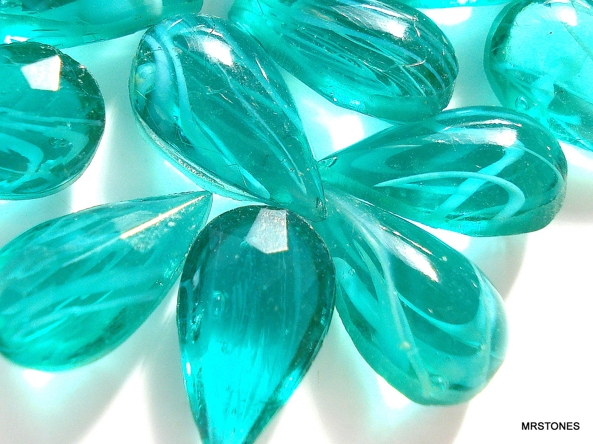 10x6mm (3101) Glass Flawed Emerald Buff Top Doublet Pear Shape – MrStones