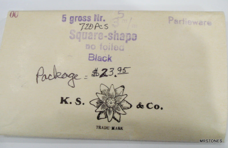 3.5mm (4400) Jet Black Square Shape (5 Gross/720pc) – MrStones